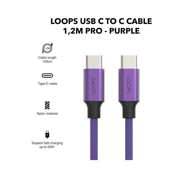LOOPS KABEL USB C TO C 1,2M PRO PURPLE | MDP - IT and Electronic Superstore