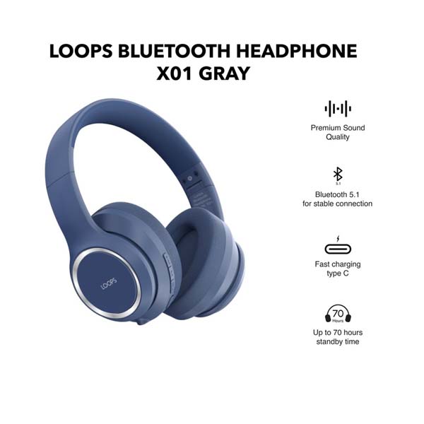 LOOPS BLUETOOTH HEADPHONE X01 BLUE | MDP - IT and Electronic Superstore
