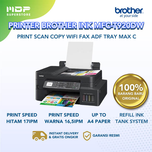 PRINTER BROTHER INK MFC-T920DW PRINT SCAN COPY WIFI FAX ADF TRAY MAX ...
