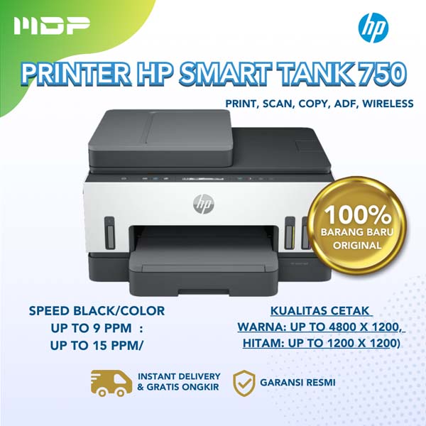 PRINTER HP SMART TANK 750 : PRINT,SCAN,COPY,WIRELESS,DUPLEX,ADF,250 ...
