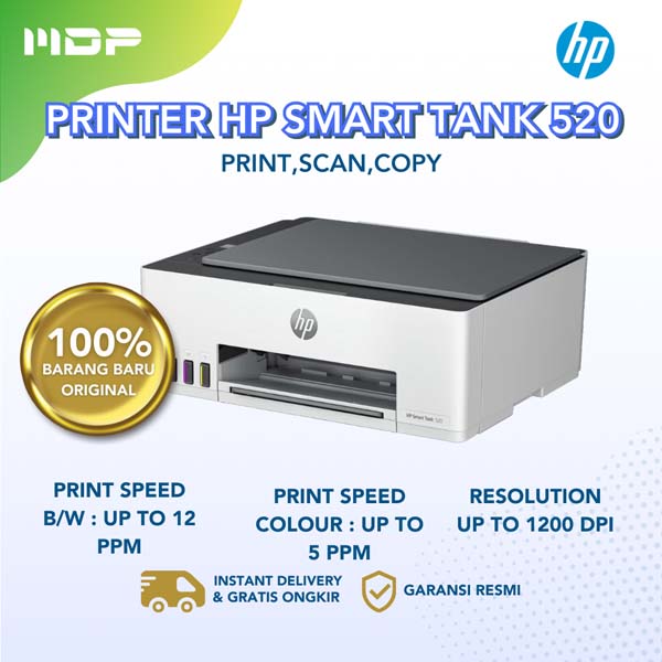 PRINTER HP SMART TANK 520 : PRINT,SCAN,COPY,TINTA GT53BK,GT52CMY | MDP ...