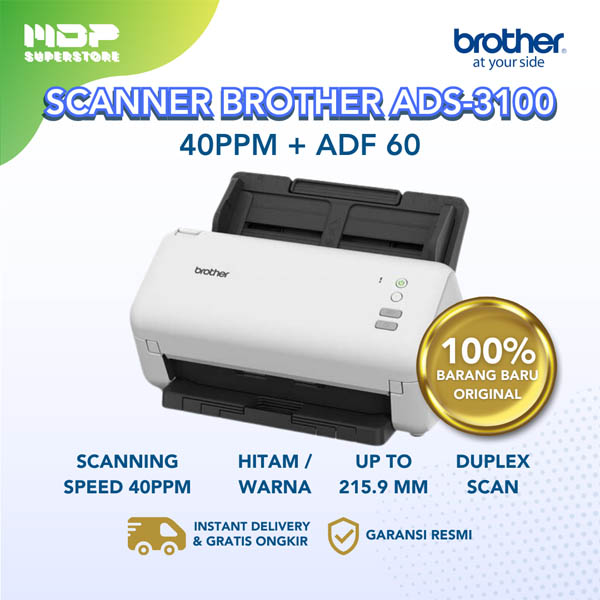 SCANNER BROTHER ADS-3100 : 40PPM + ADF 60 | MDP - IT and Electronic ...