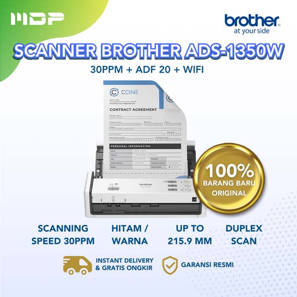SCANNER BROTHER ADS-1350W : 30PPM + ADF 20 + WIFI | MDP - IT and ...