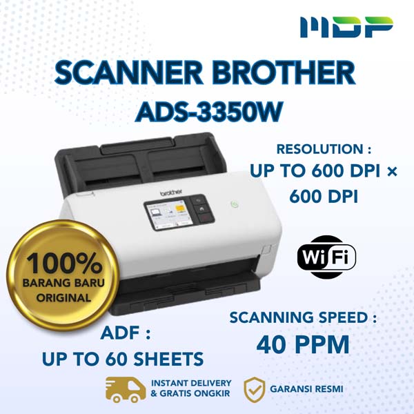 SCANNER BROTHER ADS-3350W : 40PPM + ADF 60 + WIFI + LAN + TOUCHSCREEN 7 ...