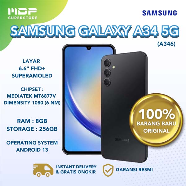 SMARTPHONE SAMSUNG GALAXY A34 (A346) 5G 8/256 BLACK | MDP - IT and ...
