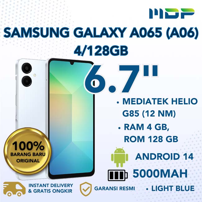 SMARTPHONE SAMSUNG GALAXY A065 (A06) 4/128GB BLUE+ADAPTER 25W | MDP ...