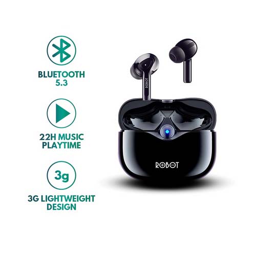 HEADSET BLUETOOTH ROBOT AIRBUDS T30 BLACK | MDP - IT and Electronic ...