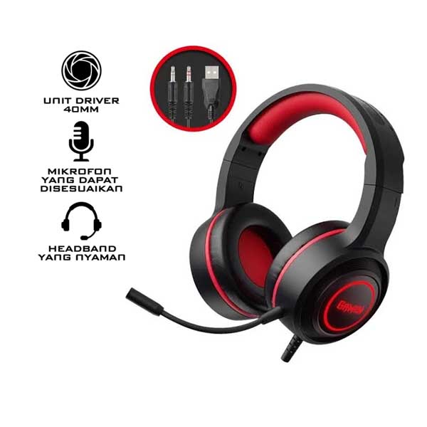 HEADSET GAMING GAMEN GH100 BLACK (6936678406230) | MDP - IT and ...