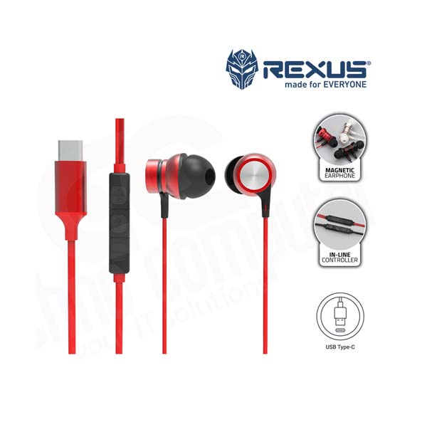 EARPHONE REXUS EZ3 TYPE-C FREE POUCH (RED) | MDP - IT and Electronic ...