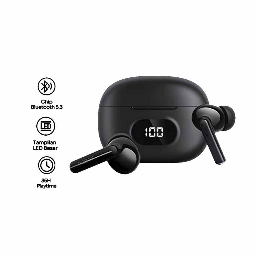 HEADSET BLUETOOTH ROBOT AIRBUDS T70 BLACK | MDP - IT and Electronic ...