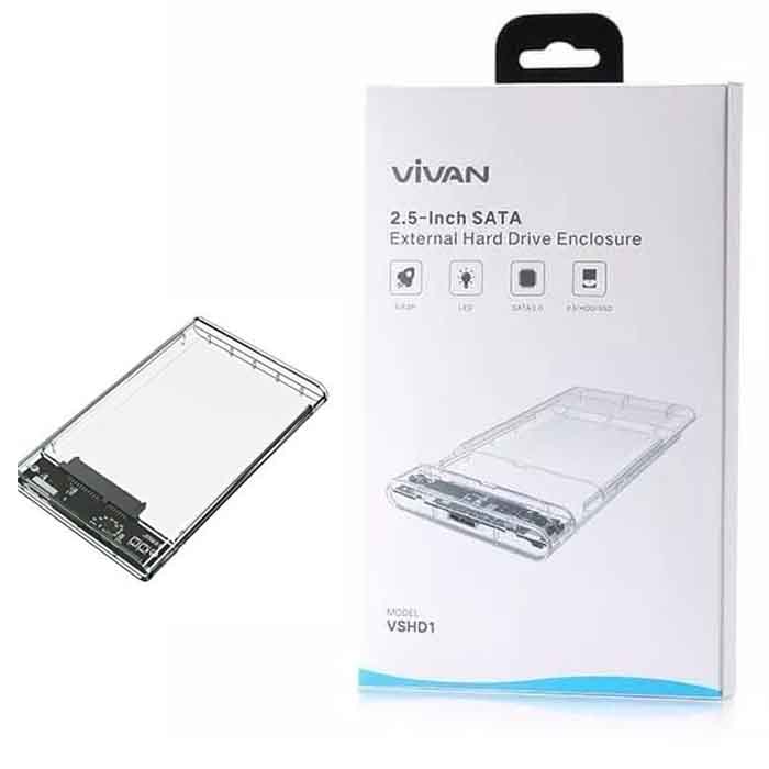 BOX HARD DISK EXT TRANSPARAN ENCLOSURE VSHD1 USB 3.0TO2,5 INCH VIVAN ...
